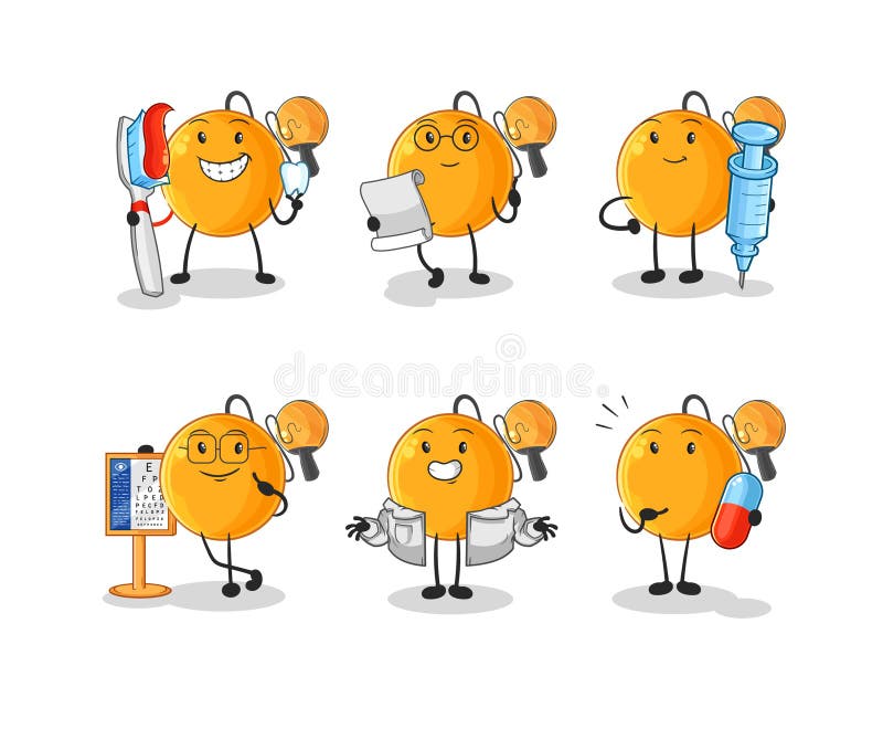 Paddle Ball Doctor Group Character. Cartoon Mascot Vector Stock Vector ...