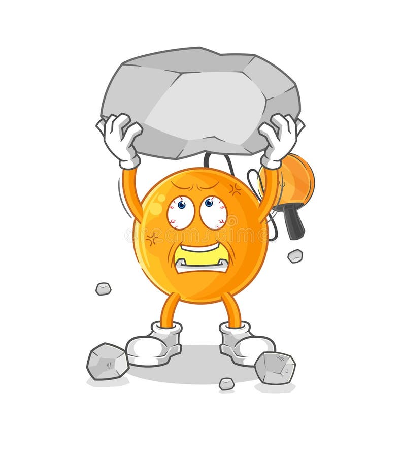 Paddle Ball Lifting Rock Cartoon Character Vector Stock Illustration ...