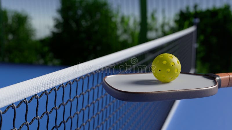 A Paddle and Ball at the Net, Showcasing a Moment in a Pickleball Game ...