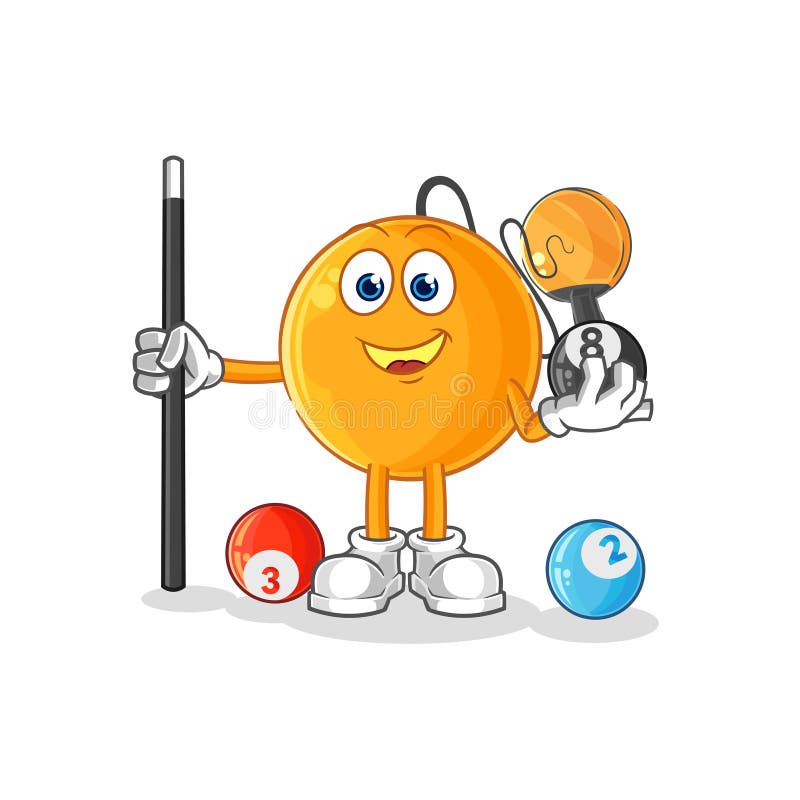 Paddle Ball Plays Billiard Character. Cartoon Mascot Vector Stock ...