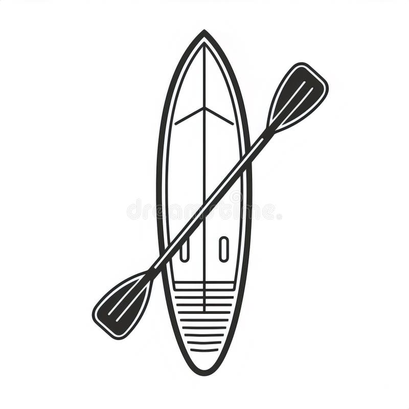 Paddle Board and Paddle Lying on White Background, Top View of Surfing ...