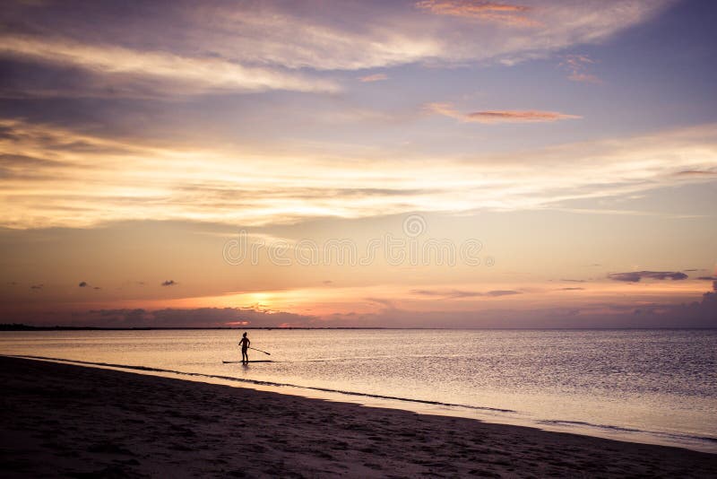 Paddle Boarder in Bay at Sunset Stock Photo - Image of lewes, delaware ...
