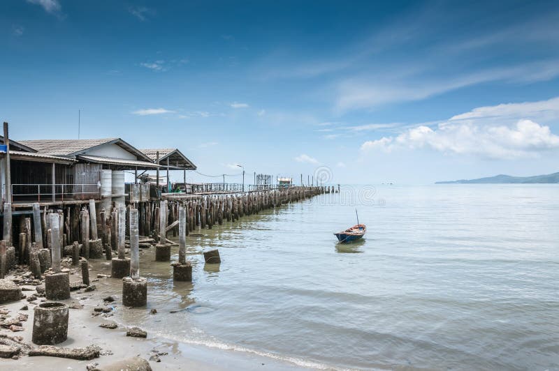 Paddle Boat and Bridge Fishing Pier Stock Image - Image of asia ...
