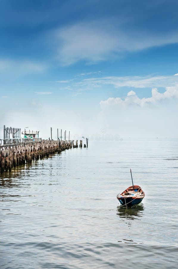 Paddle Boat and Bridge Fishing Pier Stock Photo - Image of life, asia ...