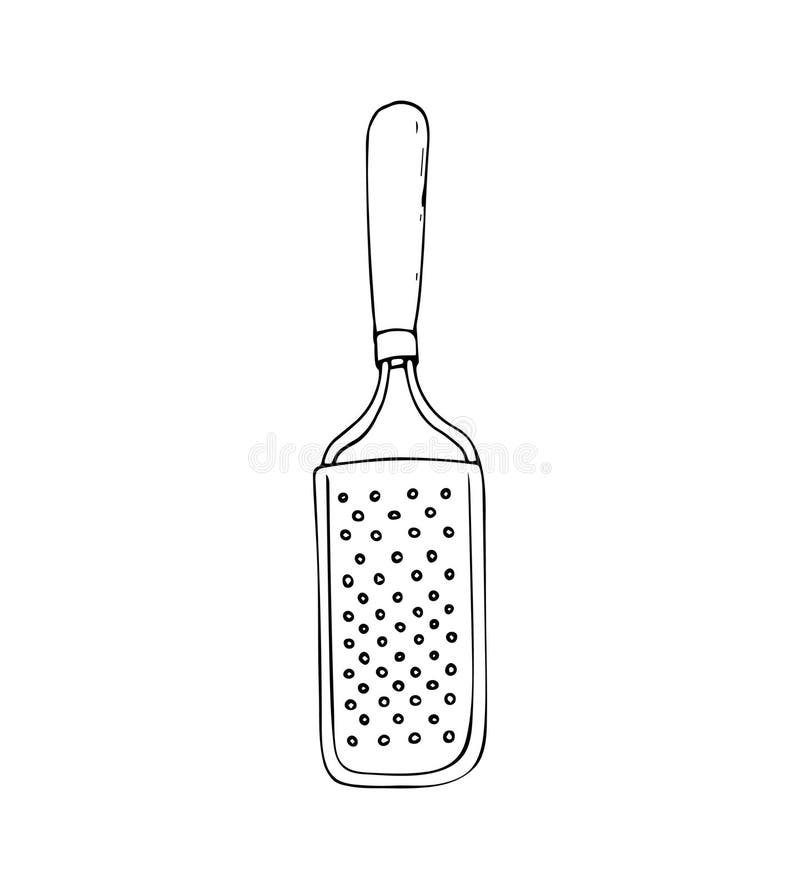 Paddle Grater with Grip Handle. Hand-drawn Kitchen Tool Stock Vector ...