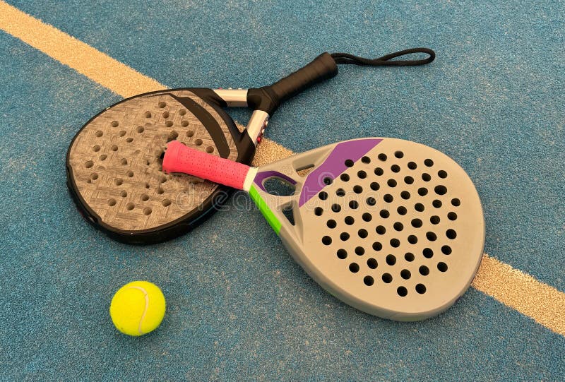 A Paddle Racket and Ball on a Court Stock Photo - Image of court ...