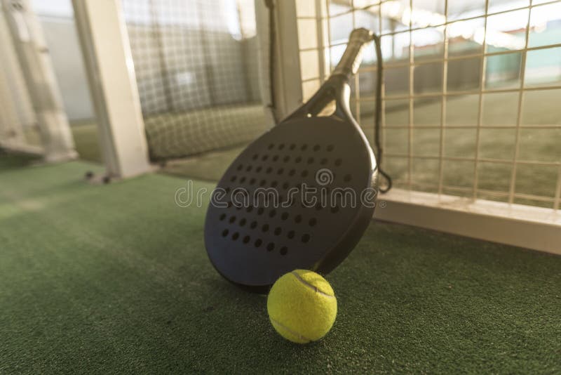 Paddle Tennis Image of Court, Racket, Net and Ball Stock Photo - Image ...