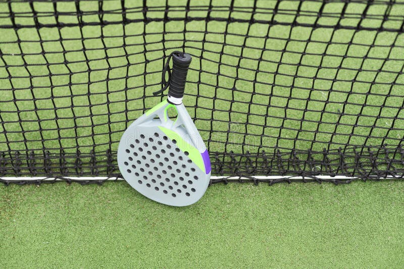 Paddle Tennis Racket and Balls on Court . High Quality Photo Stock ...