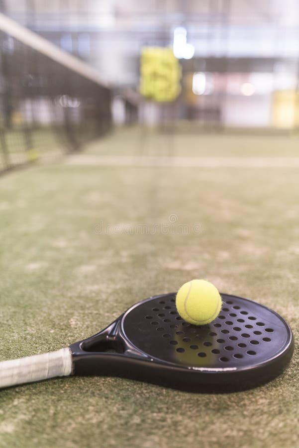 Pafdle Tennis Racket and Balls in Court Stock Image - Image of pitch ...