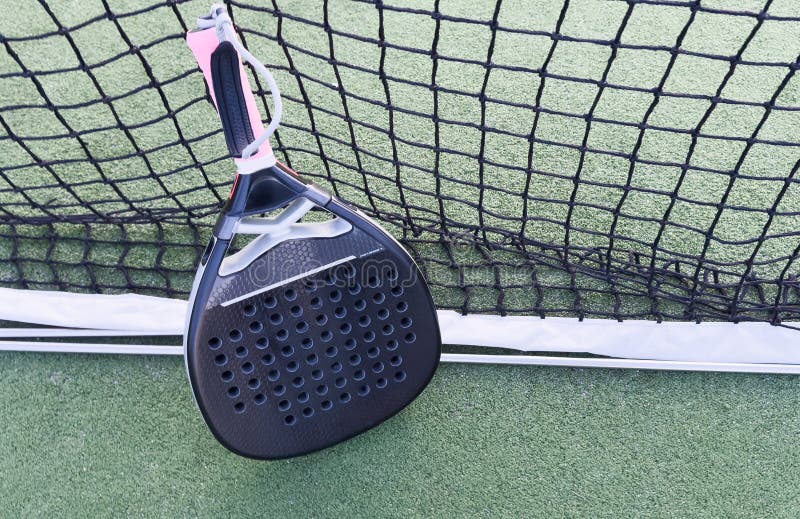 Paddle Tennis Racket and Balls on Court . High Quality Photo Stock ...