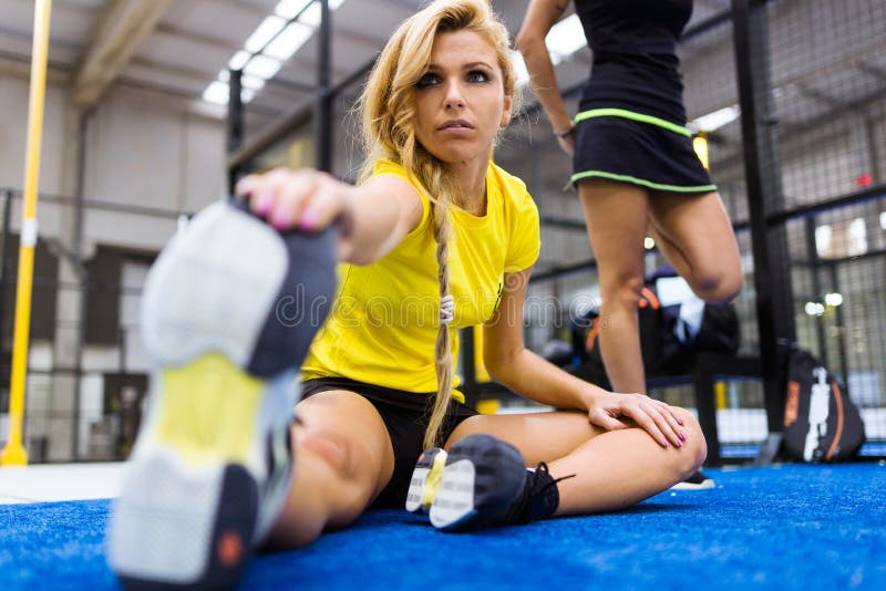 Paddle Tennis Team Preparing for Match. Stock Photo - Image of concrete ...