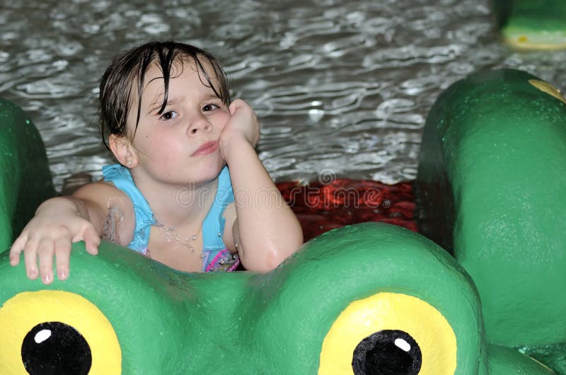 Paddling Pool Girl Portrait Stock Image - Image of little, childhood ...