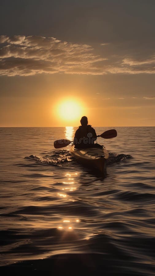 Paddling into the Sunset: Adventure on the Water. Stock Image - Image ...