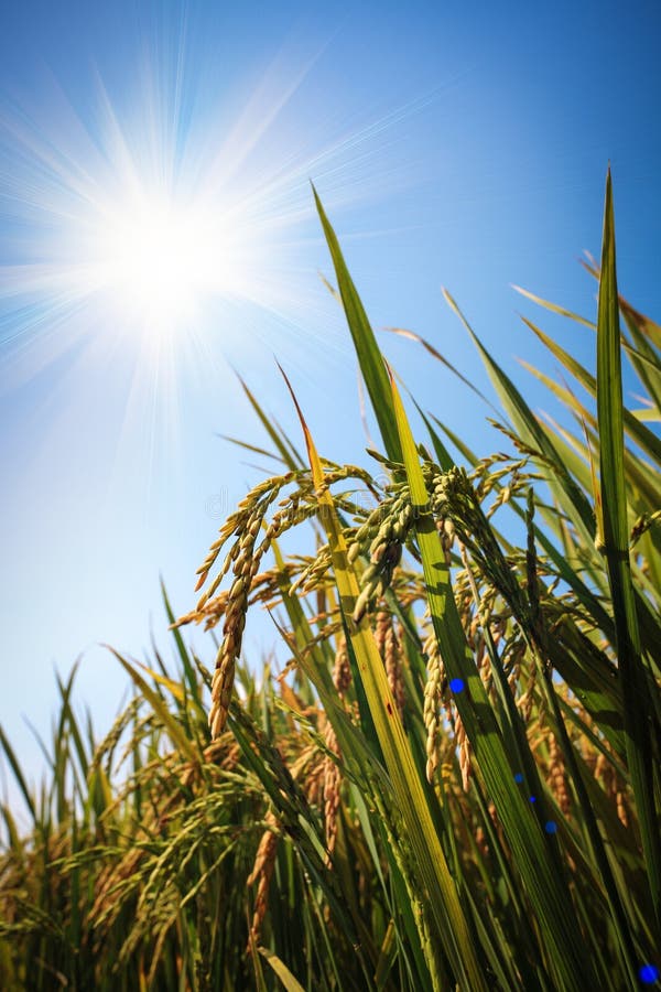 Paddy rice under the sun stock photo. Image of plantation - 27544188