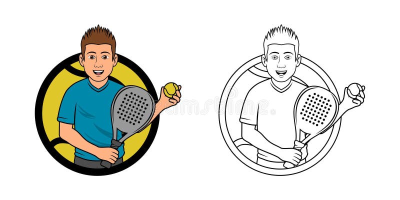 Padel Player Cartoon Logo Design Illustration Stock Illustration ...