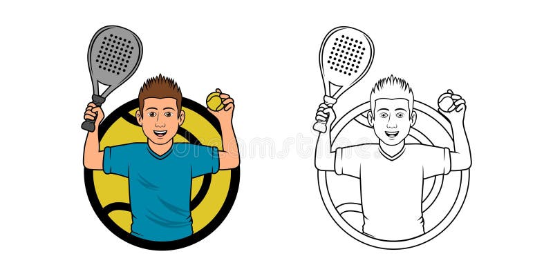 Padel Player Cartoon Logo Design Illustration Stock Illustration ...