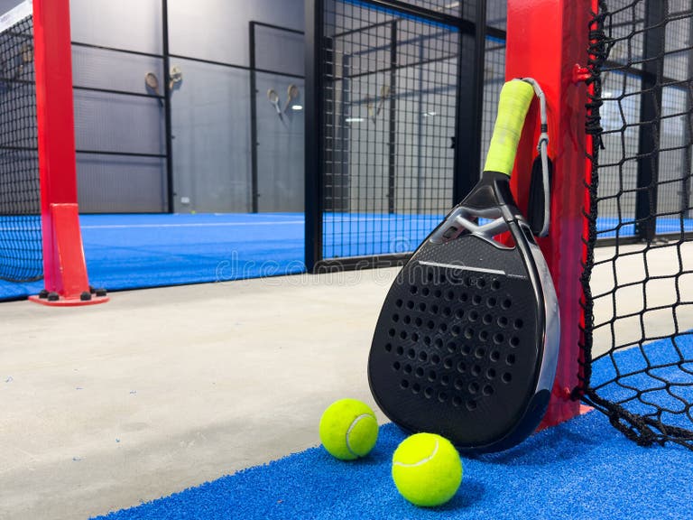Padel Racket on a Padel Court with a Ball Stock Photo - Image of ...
