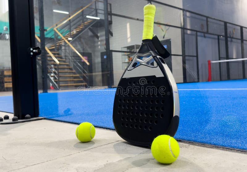 Padel Racket on a Padel Court with a Ball Stock Image - Image of class ...