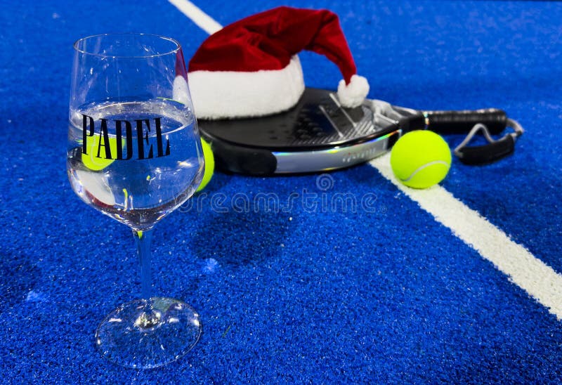 Padel racket and santa hat stock photo. Image of sport - 351573920