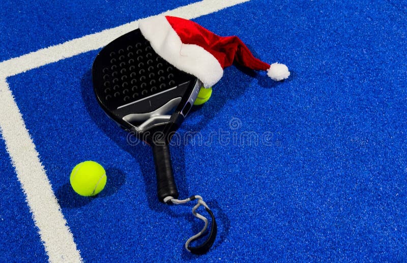 Padel Racket on a Padel Red Court with a Ball Stock Image - Image of ...