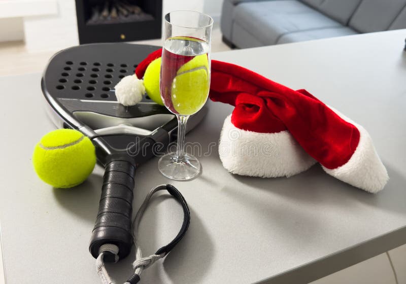 Padel racket and santa hat stock image. Image of padel - 352530925