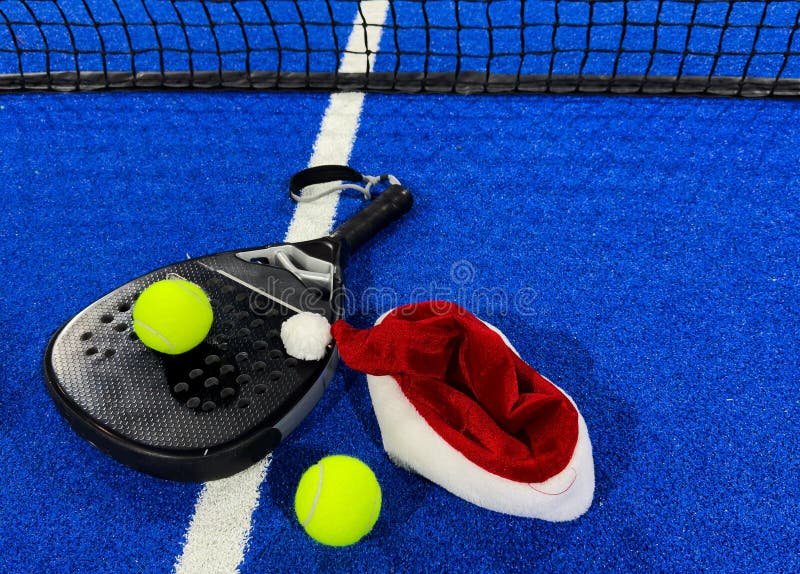 Padel Racket on a Padel Red Court with a Ball Stock Image - Image of ...
