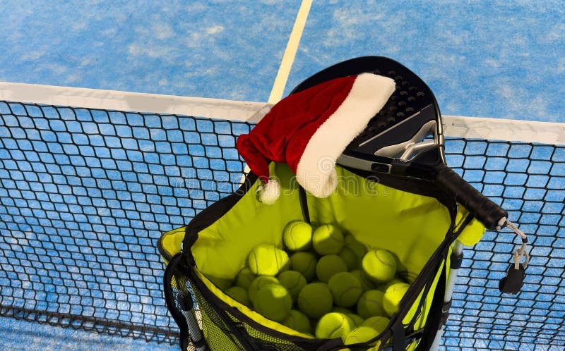 Padel Racket on a Padel Red Court with a Ball Stock Image - Image of ...