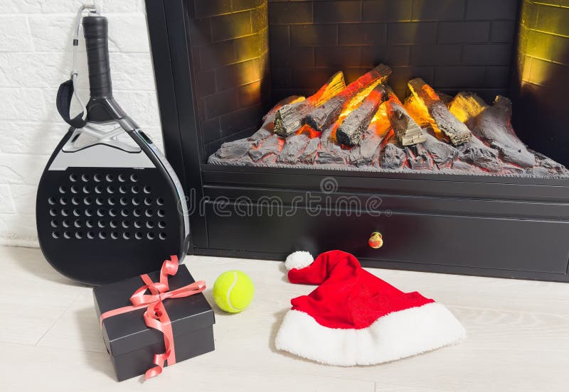 Padel Racket on a Padel Red Court with a Ball Stock Image - Image of ...
