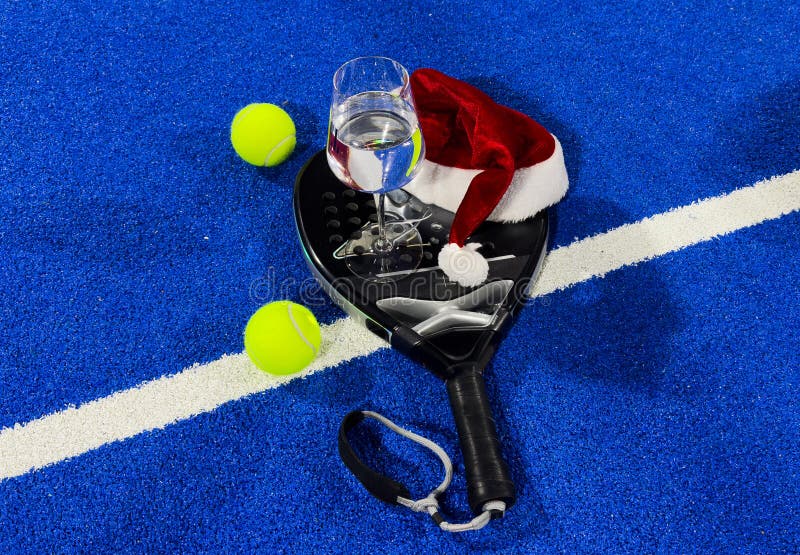 Padel Racket on a Padel Red Court with a Ball Stock Image - Image of ...