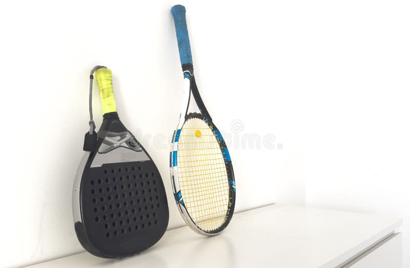 Padel Racket on a Padel Red Court with a Ball Stock Image - Image of ...