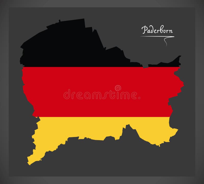 Paderborn City Map with German National Flag Illustration Stock Vector ...