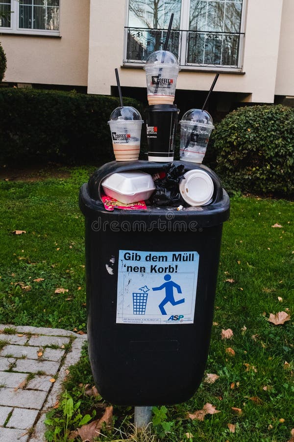 Overfull Garbage Can in City Editorial Photo - Image of full, domestic ...