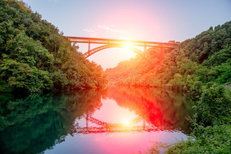 Paderno d`adda bridge stock photo. Image of dramatic - 125026138