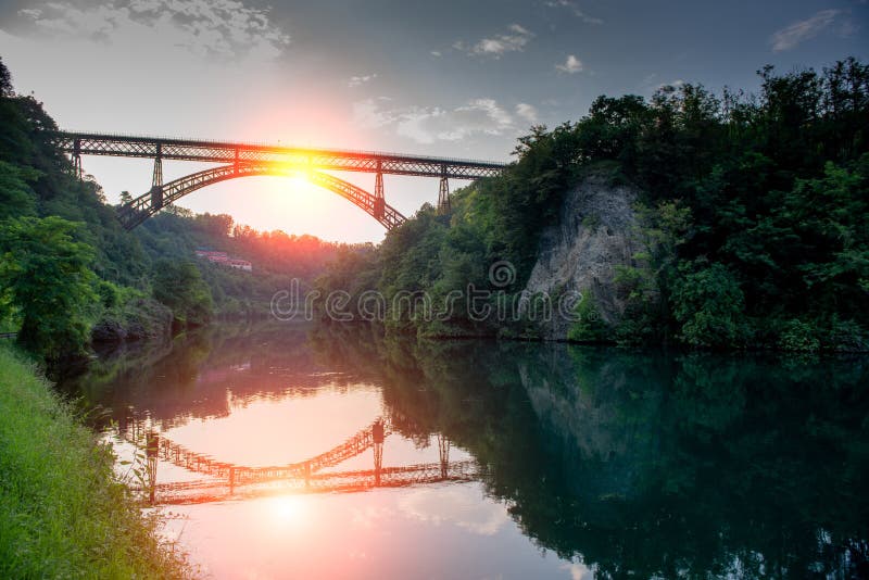 Paderno d`adda bridge stock photo. Image of dramatic - 125026138