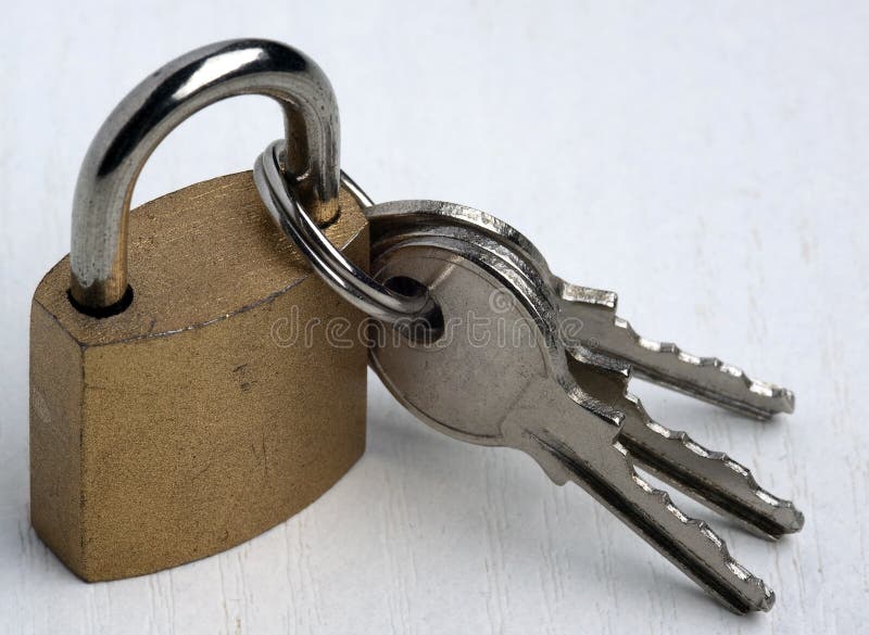 Padlock with 3 kays stock image. Image of gate, protection - 13134943