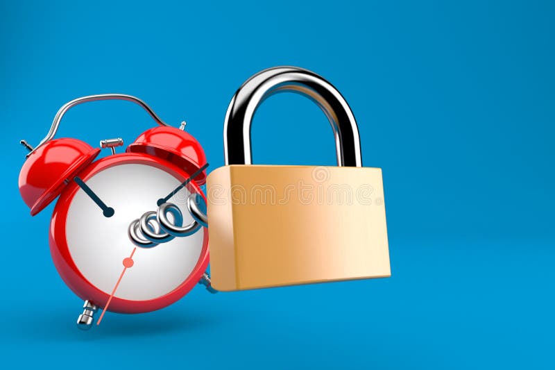 Padlock with alarm clock stock illustration. Illustration of alert ...