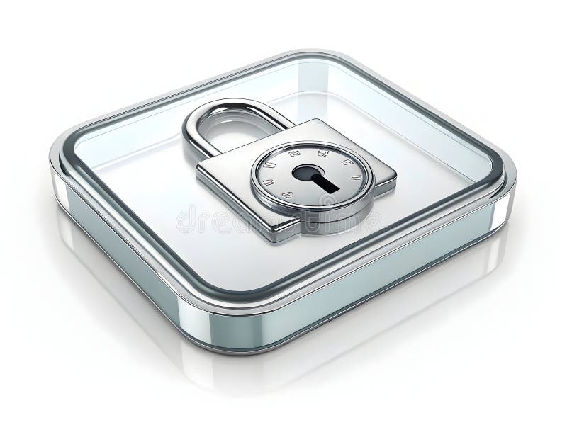 Padlock on App Icon Silver Metallic Protection Concept Stock Photo ...