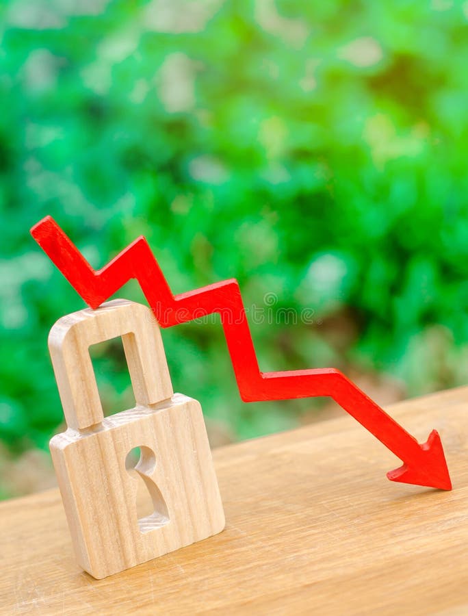 Padlock and Arrow Pointing Down. the Concept of Security and Integrity ...