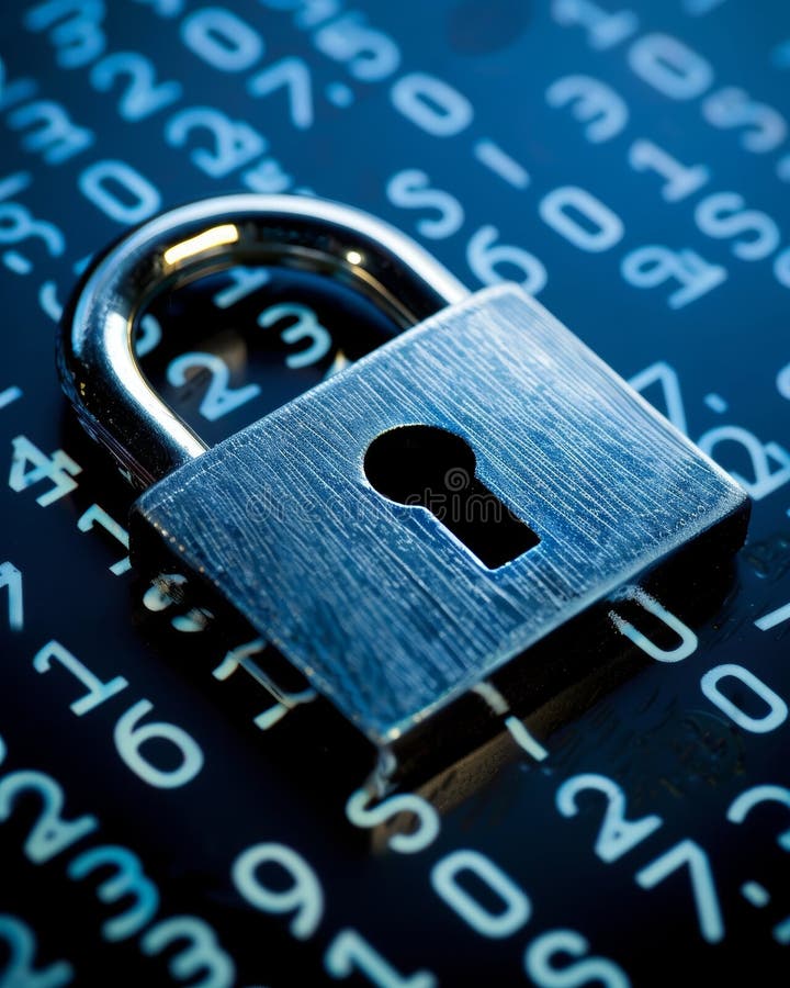 Padlock on Background of Digital Numbers, Symbolizing Cybersecurity and ...