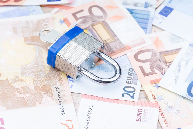 Padlock on a Background of Money Stock Image - Image of euro, protect ...
