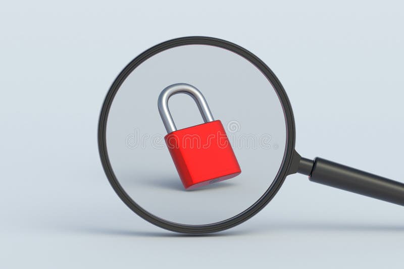 Padlock Behind Magnifying Glass. Stock Illustration - Illustration of ...