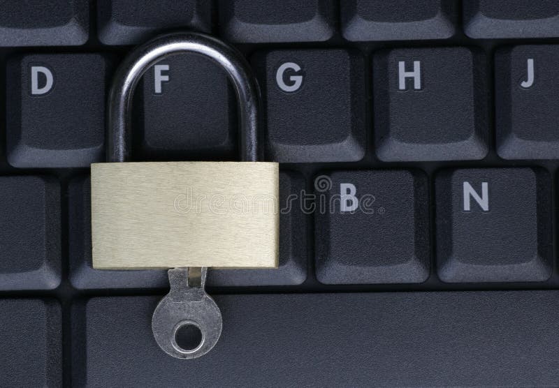 Padlock on Black Laptop Keyboard Stock Photo - Image of protect, golden ...