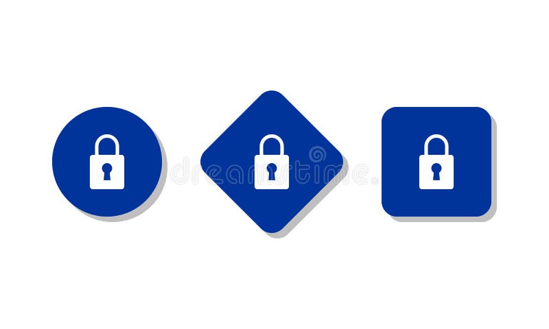 Padlock blue icons set stock vector. Illustration of privacy - 139885952