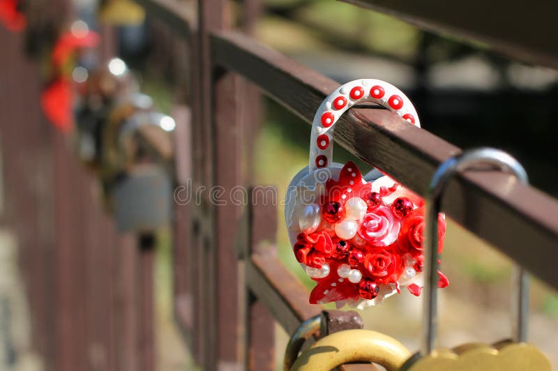 Padlock on the bridge stock photo. Image of elegance - 64336180