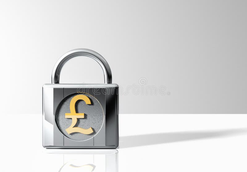Pound Key With Padlock Showing Banking Savings And Finance Stock Photo ...