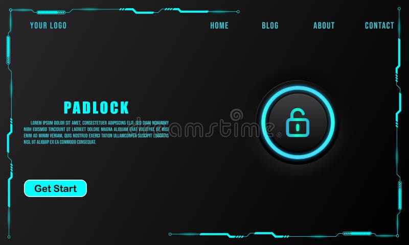 Padlock Button on Technology Background, Technology Concept for Web ...