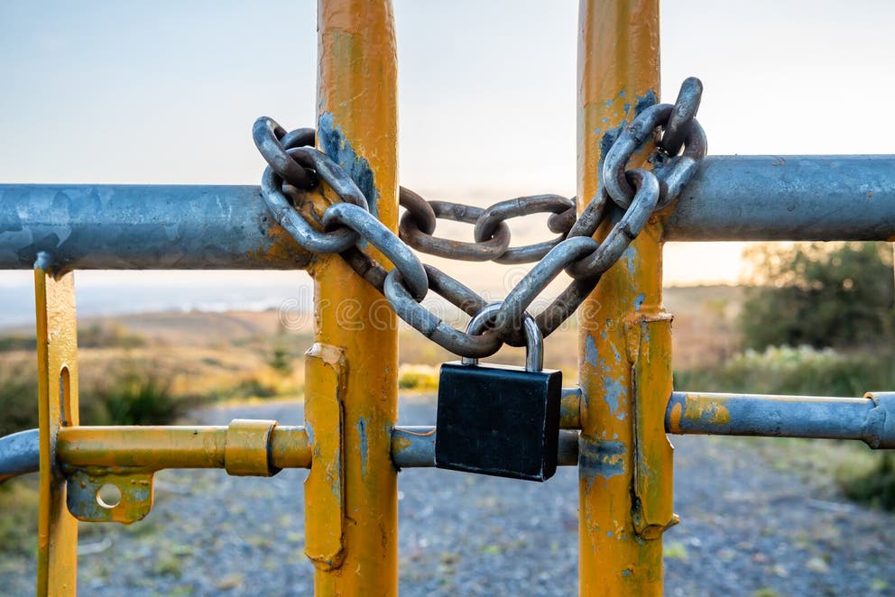 Padlock and Chain at Gate in Wild Ireland Stock Image - Image of ...
