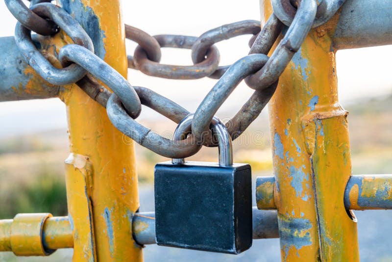 Padlock and Chain at Gate in Wild Ireland Stock Photo - Image of ...