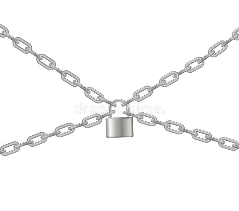 Padlock and Chain. Gray Metal Chain and Padlock, Handcuffed Card ...
