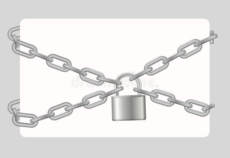 Padlock and Chain. Gray Metal Chain and Padlock, Handcuffed Card ...